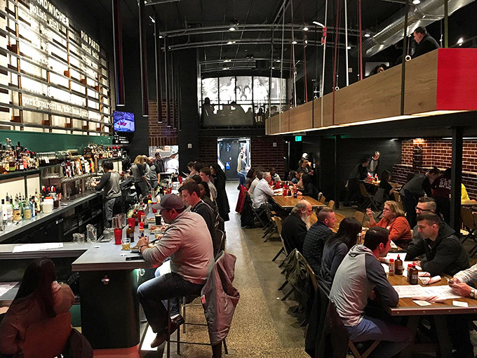 Industrial-chic meets meat paradise inside Mabel's. The communal tables aren't just furniture&mdash;they're launching pads for carnivorous adventures.