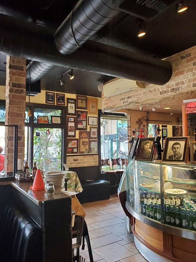 Step inside and breathe deep&mdash;exposed brick, family photos, and that curved gelato case tell you this isn't just dinner, it's a culinary homecoming.