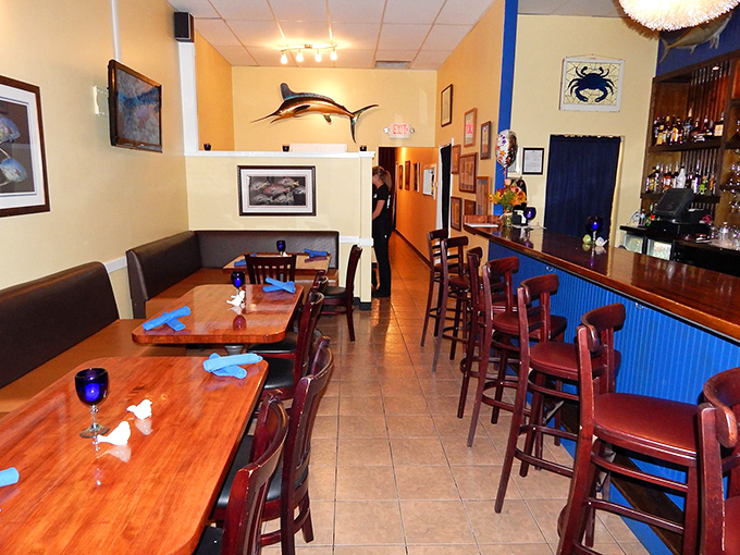 Cozy without being cramped, Blue's interior strikes that perfect balance between "nice enough for date night" and "comfortable enough to actually enjoy yourself."