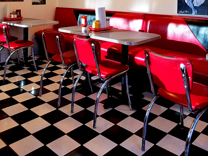 Classic blue and pink vinyl booths, checkerboard floors, and pressed tin ceilings&mdash;this isn't decoration, it's a commitment to the art of diner perfection.