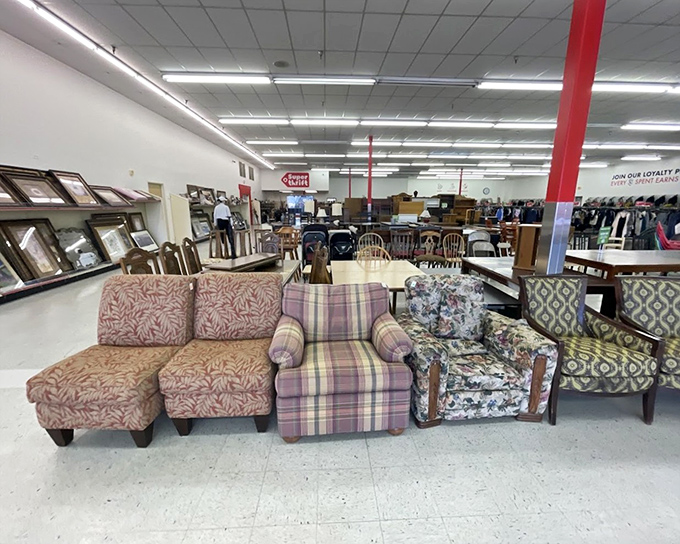 A furniture wonderland where your next conversation piece awaits. One shopper's castoff becomes another's "Where did you find that amazing chair?"