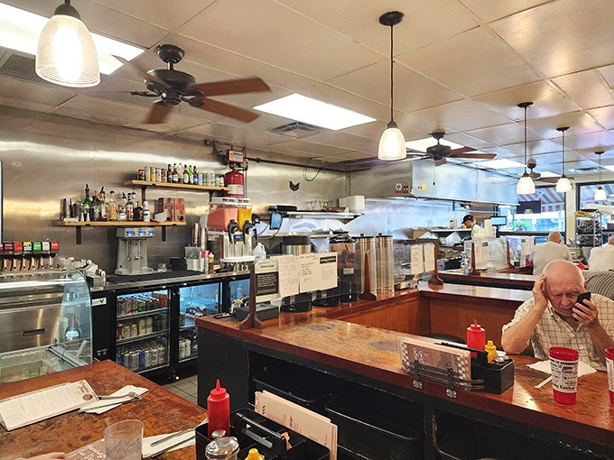 Where conversations flow as freely as the coffee, this classic counter setup has witnessed decades of Delaware's morning rituals and midnight cravings.