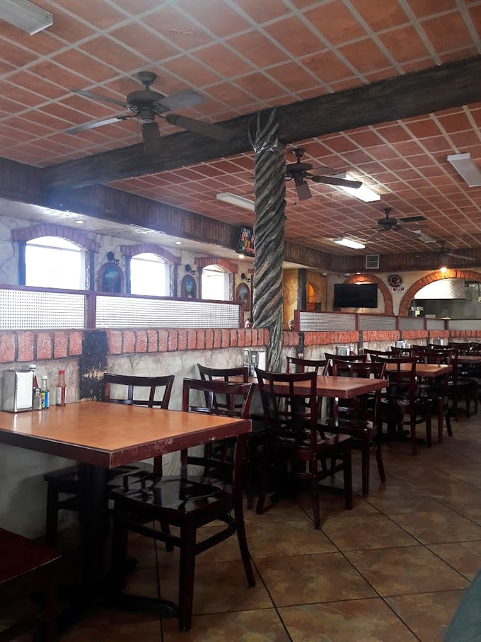 Inside, twisted columns and terra cotta ceiling tiles create an atmosphere that's part hacienda, part neighborhood gathering spot. Comfort has an address.