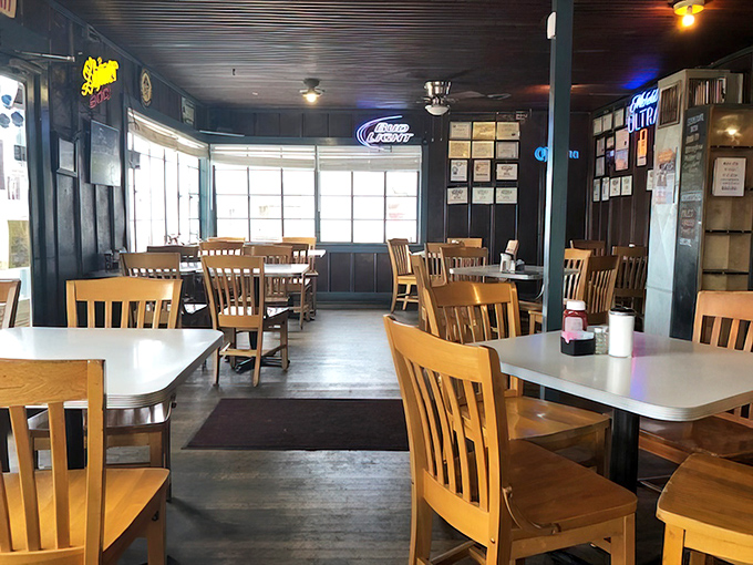 Wooden chairs that have heard a thousand stories and walls that could write a book&mdash;this dining room isn't trying to impress anyone, which is precisely why it does.