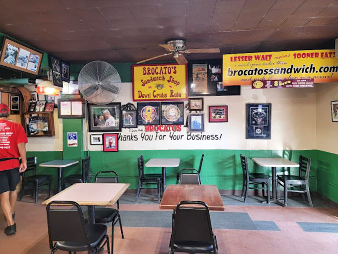 Inside, the green-walled dining area feels like stepping into 1970s Florida. Decades of memories hang on walls that have witnessed countless "first bite" moments.
