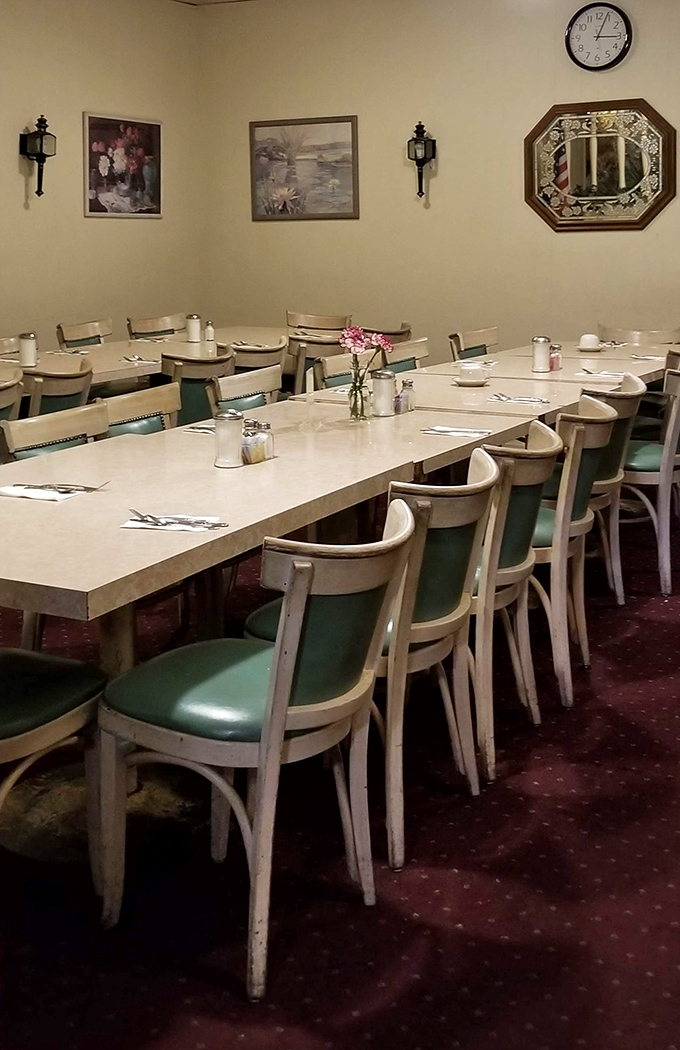 Time stands still inside Charlie's, where mint green chairs and vintage wall art create the perfect backdrop for morning conversations.