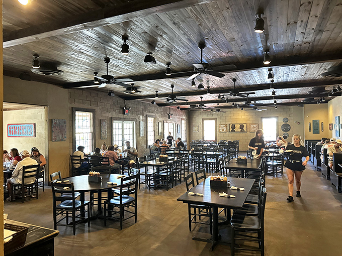 Inside, wooden ceilings and stone walls create that perfect "BBQ-serious" atmosphere. It's like they designed the place specifically for meat-induced happiness.