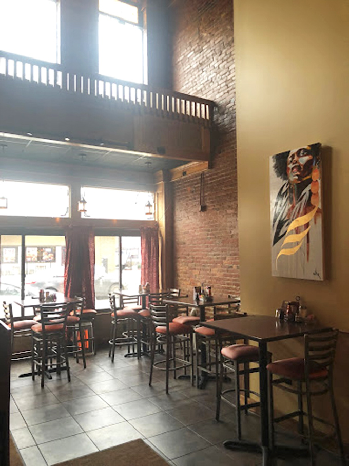 Soaring ceilings, exposed brick, and thoughtful artwork create an atmosphere that's both sophisticated and welcoming&mdash;like your coolest friend's loft apartment, but with better food.