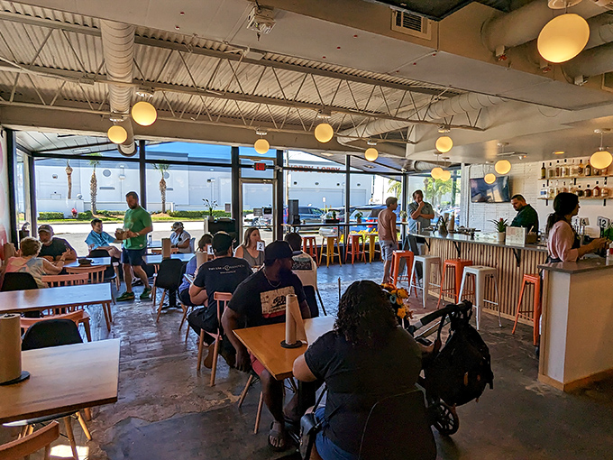 Bright, airy, and inviting&mdash;this dining room says "stay awhile" without trying too hard. Those globe lights aren't the only things glowing with warmth.