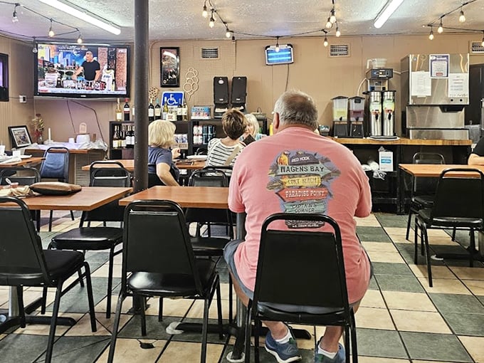 Inside, the no-frills dining area feels like the neighborhood's living room&mdash;where locals gather to worship at the altar of good food.