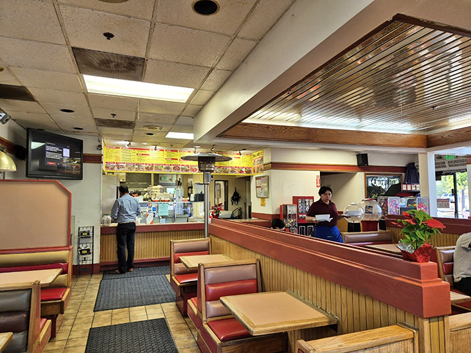 Inside, the no-frills dining area promises one thing: your attention belongs on the plate, not the decor. Food this good needs no distractions.