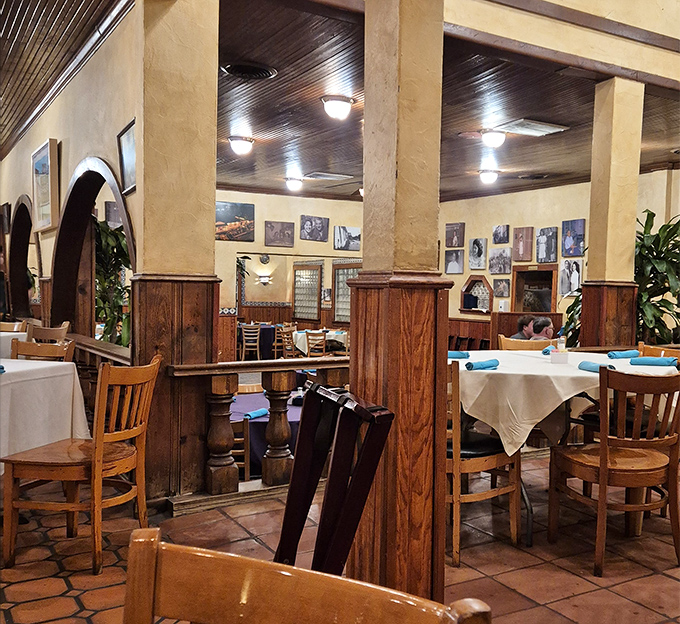 Warm wooden accents and terra cotta floors create that "abuela's dining room" feeling—where memories are made between bites of enchiladas.