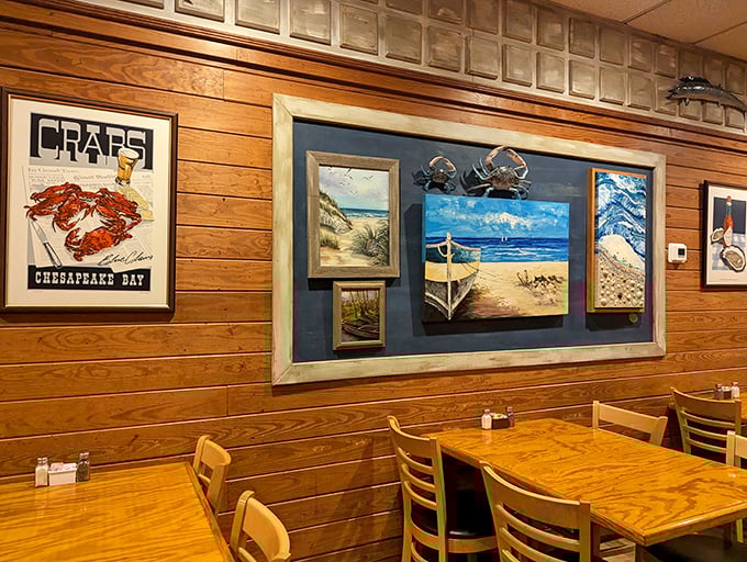 Wooden walls adorned with maritime art tell you everything: this place takes its seafood seriously and its atmosphere casually&mdash;exactly as it should be.