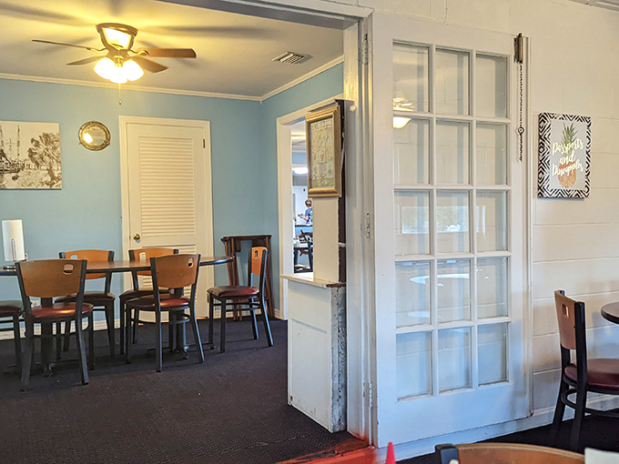 Step inside and you're greeted by soothing blue walls and simple wooden furniture &ndash; no pretense, just the promise of honest-to-goodness coastal cooking.