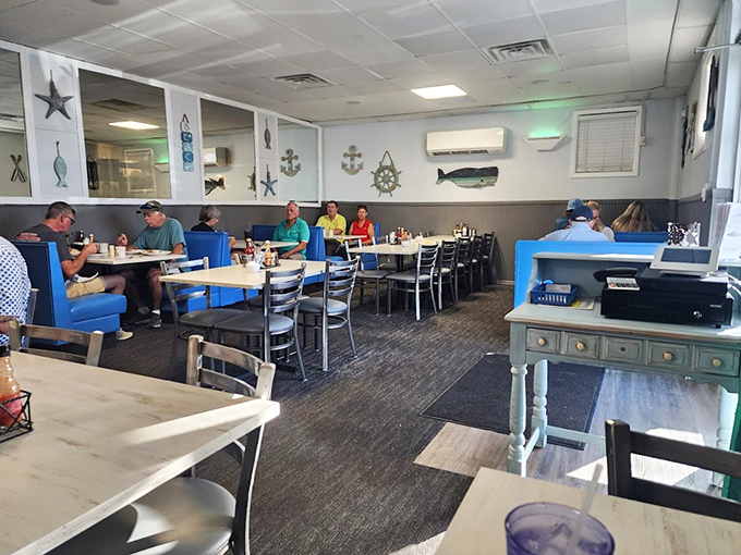 Nautical decor meets diner comfort in this cozy interior. The maritime touches remind you you're just minutes from Tampa Bay's sparkling waters.