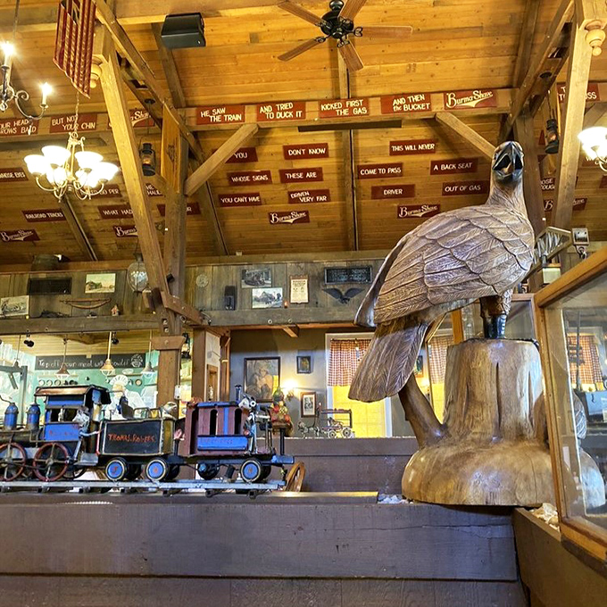 That carved turkey up there is watching over your meal like a delicious guardian angel.