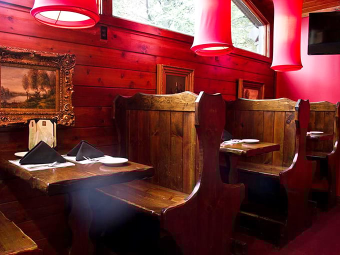 These church-like wooden booths aren't for confessing sins, but for committing them – gloriously indulgent, beef-centered sins that are absolutely worth the penance.