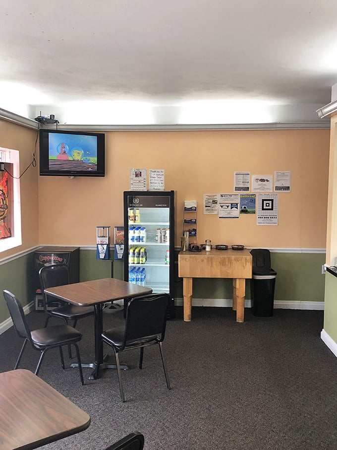 The cozy interior feels like your favorite aunt's living room, if your aunt happened to be a wizard of fried dough and sweet glazes.