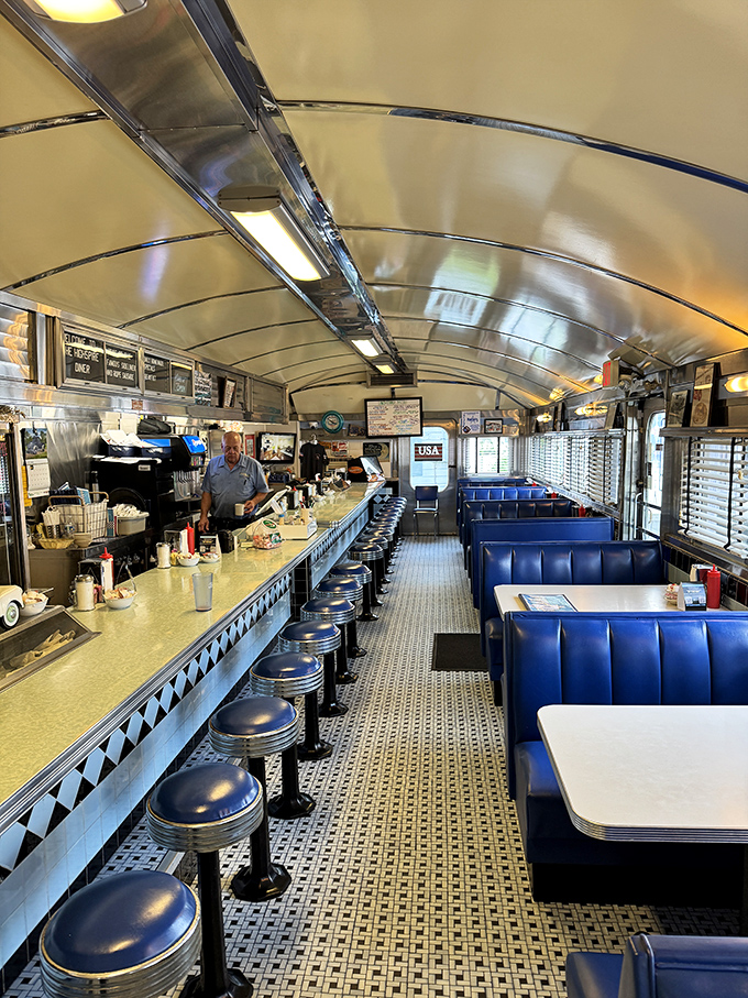 Step inside and time stands still. The gleaming counter, blue vinyl booths, and curved ceiling create the perfect backdrop for breakfast epiphanies.