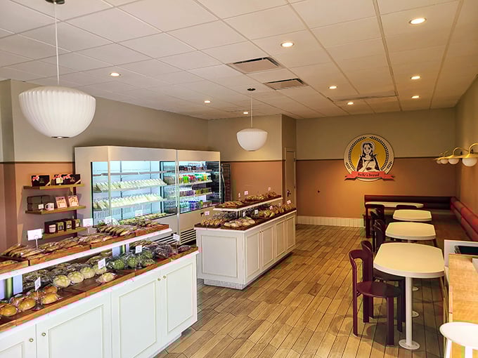 The clean, minimalist interior lets the star attractions shine. Those display cases aren't just furniture&mdash;they're treasure chests filled with carb gold.