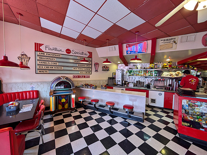 Step inside and the 1950s never ended&mdash;gleaming countertops, cherry-red booths, and a jukebox that's seen more quarters than a laundromat during college move-in week.