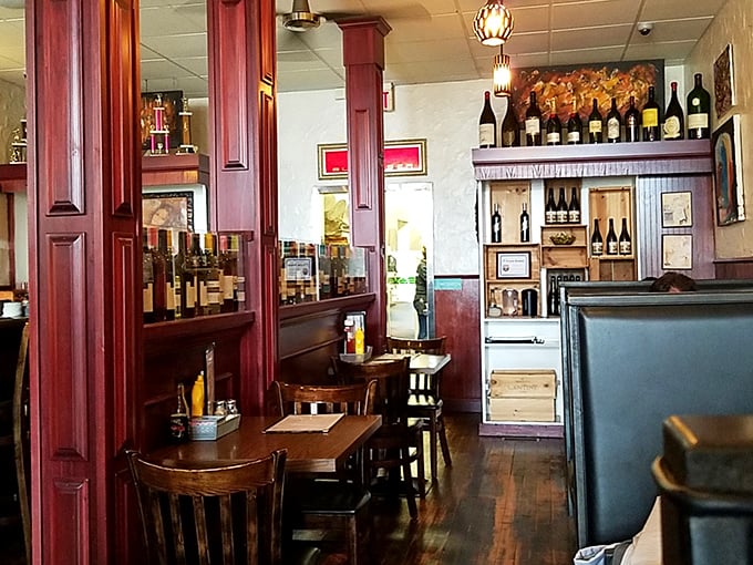 Rich mahogany, well-worn tables, and a wine selection that says, "Yes, we take our burgers seriously enough to pair them properly." 