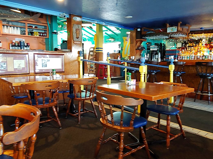 Step inside and you're transported to a mariner's dream&mdash;wooden accents, nautical charm, and a bar that beckons like a lighthouse to thirsty sailors.