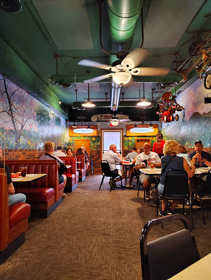 Step inside and time stands still. Red vinyl booths, Italian countryside murals, and ceiling fans spinning stories of countless family dinners and first dates.