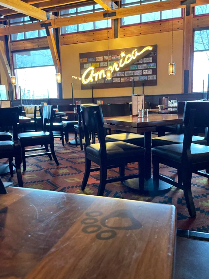 America shines bright against a collection of license plates, setting the perfect tone for this cross-country culinary road trip without leaving Chantilly.