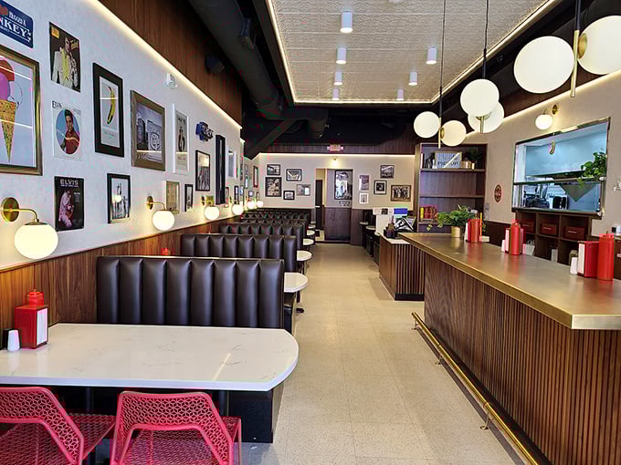 Step inside to discover the perfect marriage of retro diner charm and contemporary cool&mdash;those leather booths practically whisper, "Stay awhile."