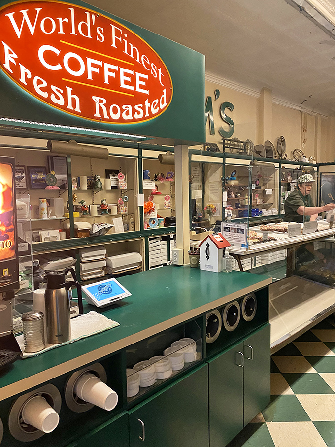 Where coffee meets its perfect match. The vintage counter setup feels like stepping into a time machine where flavor was never sacrificed for efficiency.