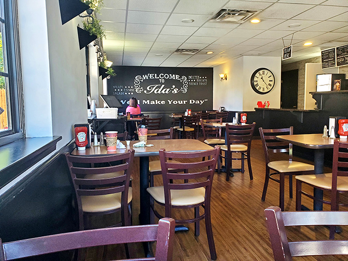 Inside, the chalkboard wall promises to "Make Your Day" &ndash; a bold claim that the kitchen consistently backs up with every plate.