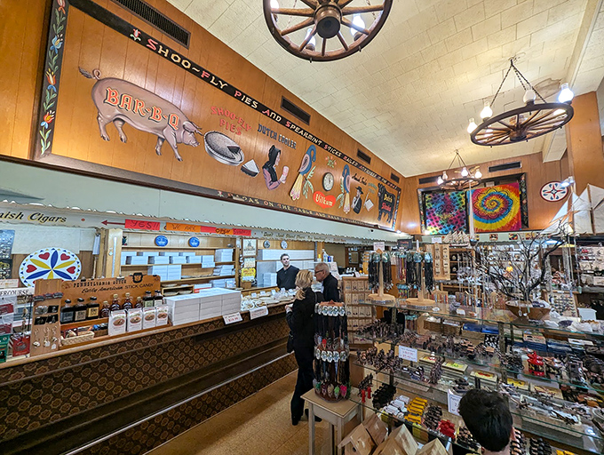 Step inside and time travel to simpler days. Wagon wheel chandeliers hang above shelves stocked with treasures that would make your grandmother nod in approval.