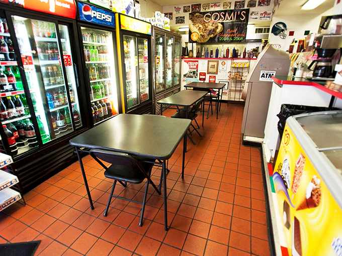 No-frills red tile floors and simple tables say, "We put our energy into the food, not the furniture." Smart priorities.