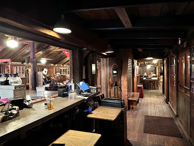 Inside, warm lighting and comfortable seating create the perfect backdrop for serious cauliflower contemplation and burger debates.