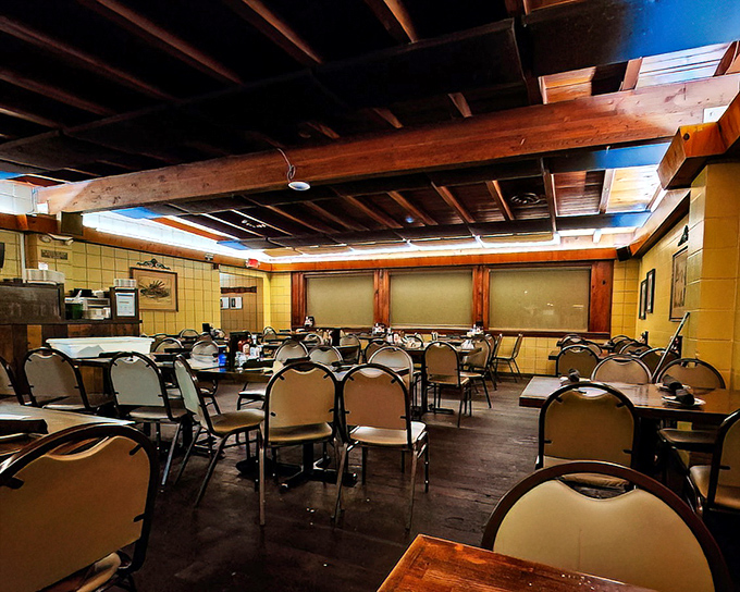 Step inside and you're transported to a simpler time. No Edison bulbs or reclaimed wood here&mdash;just honest ambiance where the only filter is the aroma of oak smoke.
