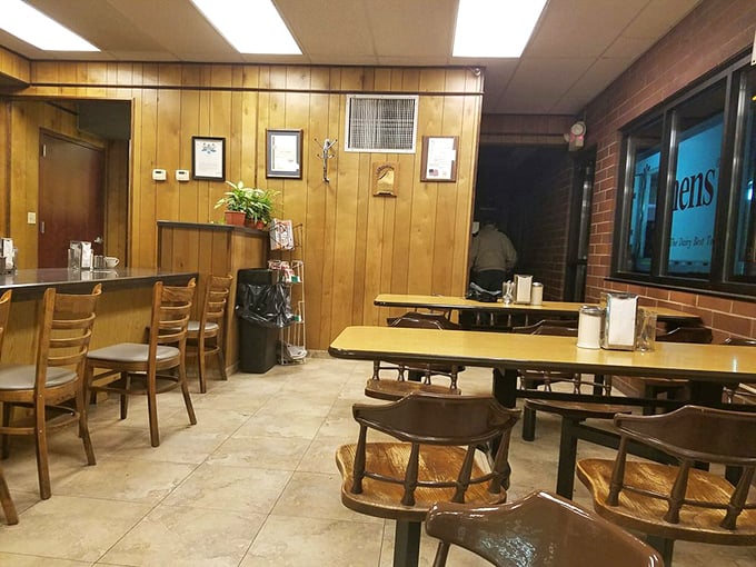 Wood paneling that hasn't changed since Carter was president creates the perfect time capsule for enjoying timeless comfort food.