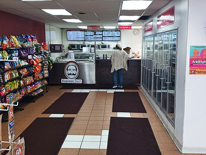 No-frills interior means they're putting all their energy where it counts—into the food. The snack rack temptation is real while waiting for your order.