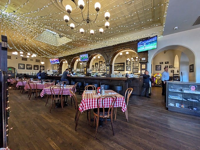 Inside, it's all comfort and conversation, where dark wood chairs have heard more stories than a bartender's diary.