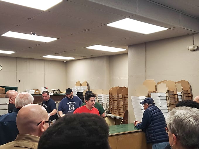 No fancy dining room needed when the pizza's this good. The spartan interior keeps the focus where it belongs &ndash; on that legendary rectangular pie.