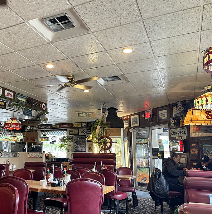 Step inside and time stands still &ndash; burgundy booths, nautical decor, and that unmistakable diner buzz that feels like a warm hug from your favorite aunt.