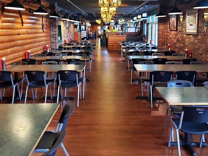 Inside, the warm wood paneling and no-nonsense tables create that perfect "focus-on-the-food" atmosphere. This isn't Instagram decor&mdash;it's barbecue business.