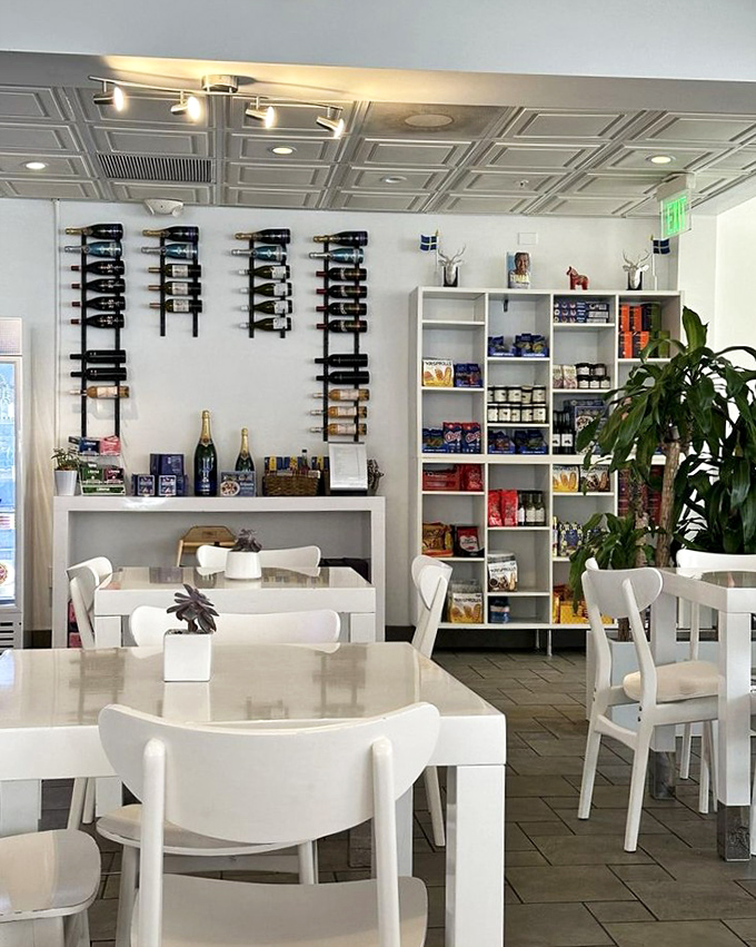 Clean lines, white furnishings, and Swedish products lining the shelves create an atmosphere that's both minimalist and inviting&mdash;like IKEA's sophisticated older sibling.