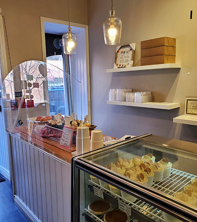 Simple pendant lights illuminate the real stars here&mdash;those glorious desserts waiting in the display case, ready to transform an ordinary day into something special.