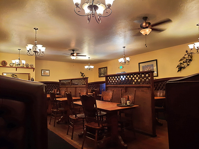 Wooden booths with lattice dividers create that perfect balance of privacy and conviviality. Like a well-aged whiskey, the interior's warm tones invite you to settle in and stay awhile.