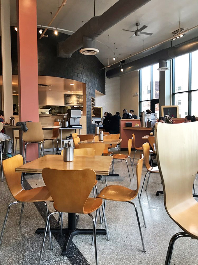 Modern meets cozy inside Northstar, where wooden chairs and exposed ductwork create that rare atmosphere where both hipsters and their parents feel equally at home.