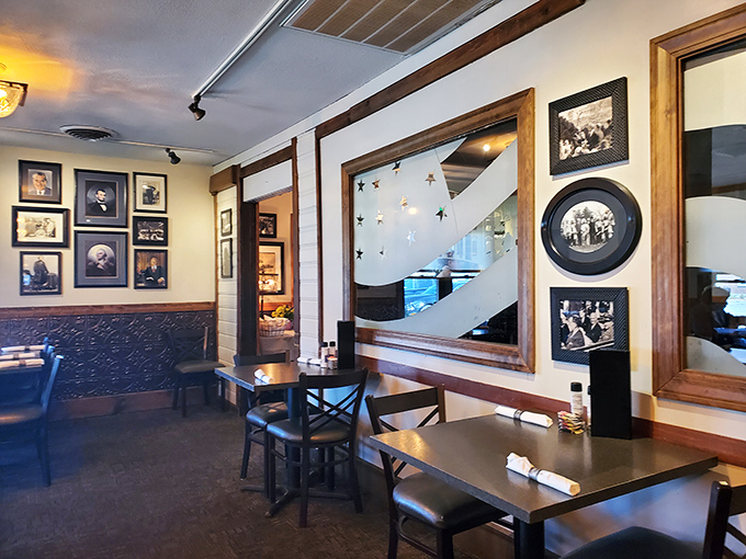 History lines the walls inside, where wood-framed photographs and warm lighting create that "I've just discovered my new favorite place" feeling.