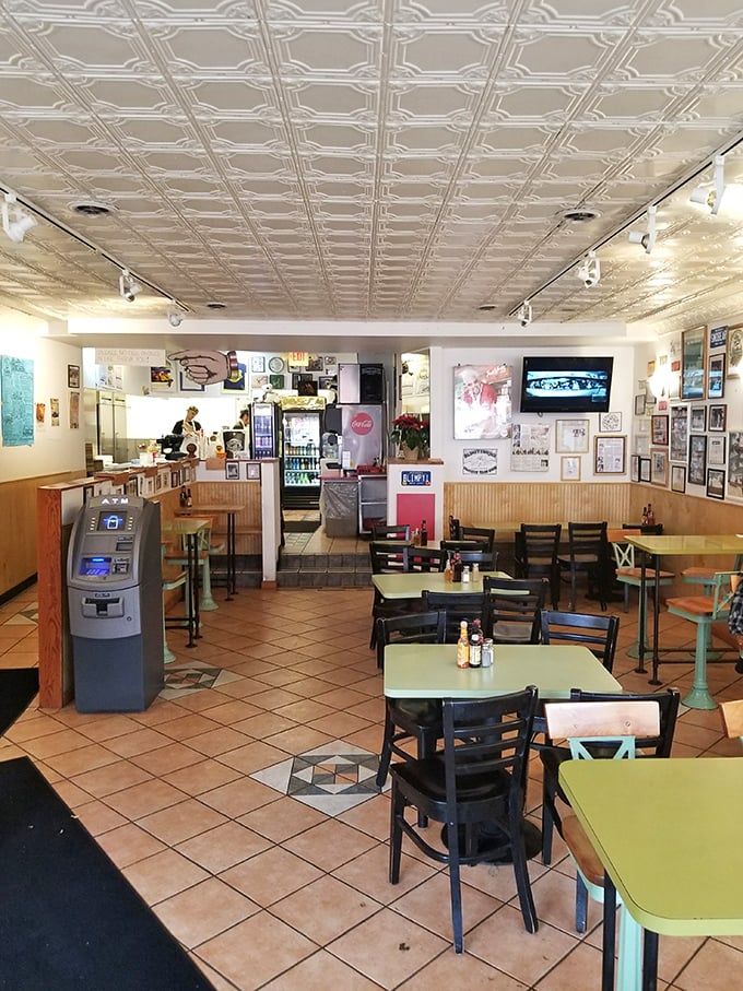 Inside Blimpy's, nostalgia hangs in the air alongside the aroma of grilling burgers. That pressed tin ceiling has witnessed countless burger epiphanies.