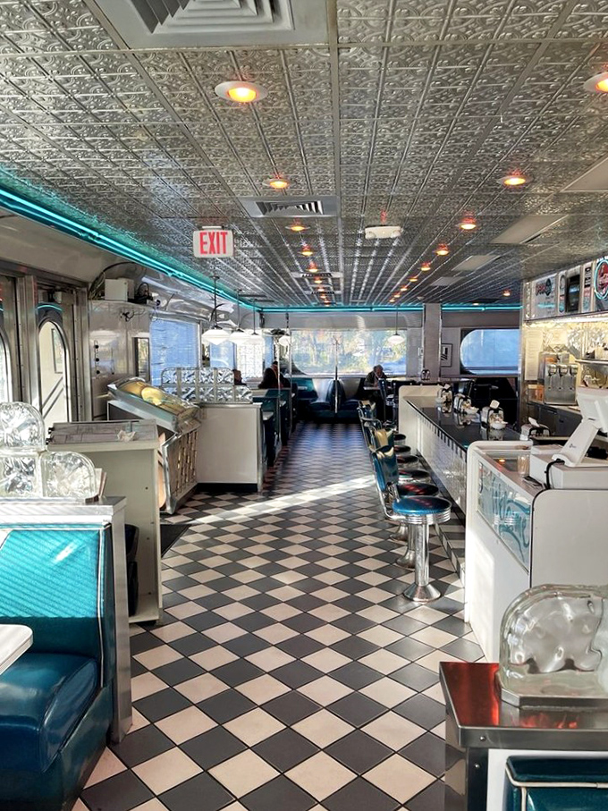 Classic Americana in every detail&mdash;from the pressed tin ceiling to the turquoise vinyl booths. This isn't decoration; it's a love letter to the golden age of diners.