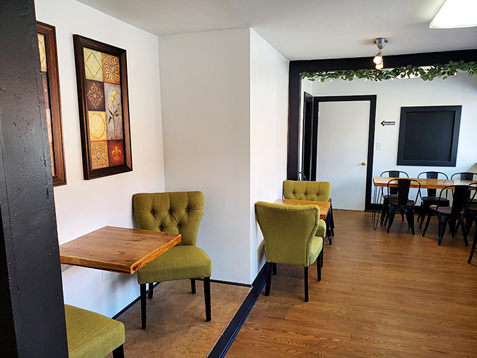 Clean lines and cozy seating create the perfect backdrop for contemplating life's sweetest decisions and finest moments.